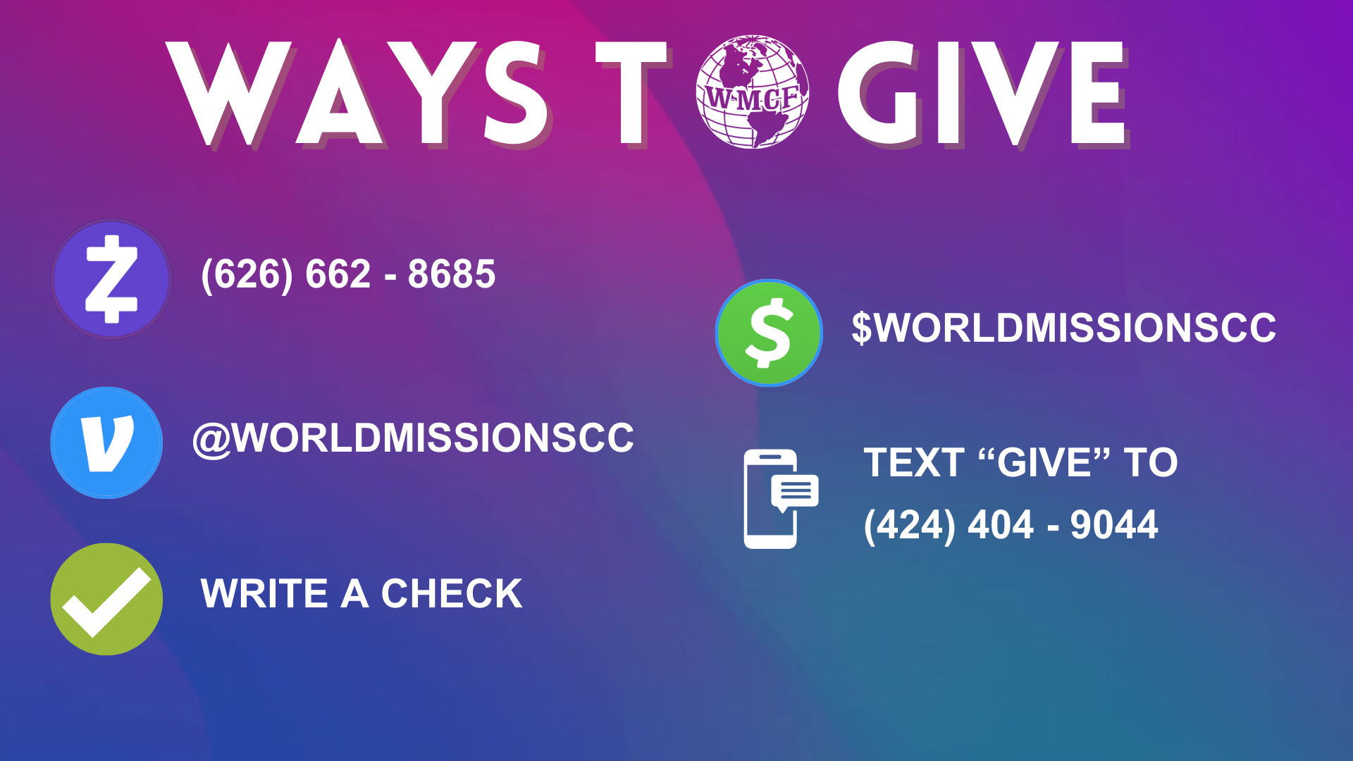 Online Giving - World Missions Christian Fellowship